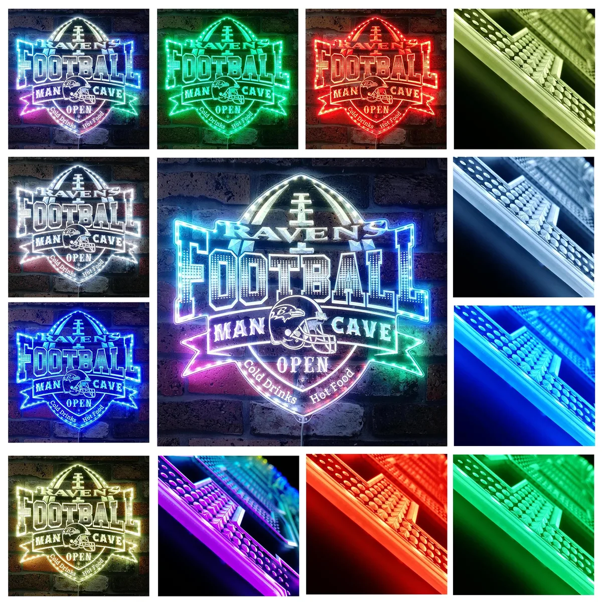 Baltimore Ravens Man Cave RGB LED Sign | SafeSpecial - LED Neon Signs ...